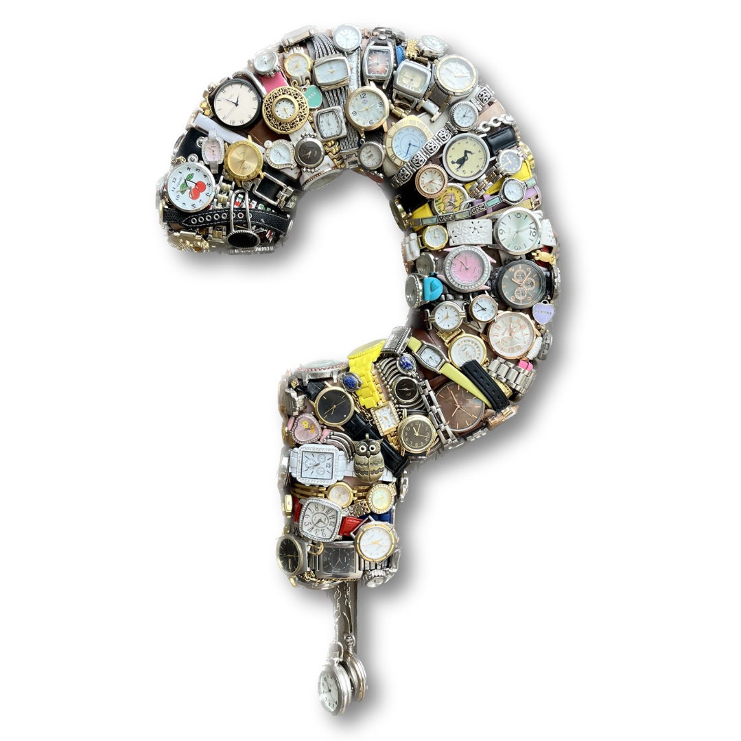 Large Question Mark Wall Art Covered With 100s of Used Wrist Watches ...