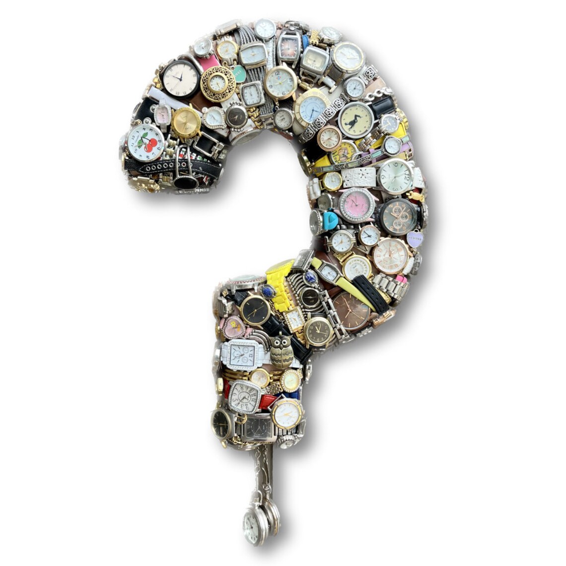 Large Question Mark Wall Art Covered With 100s of Used Wrist Watches ...