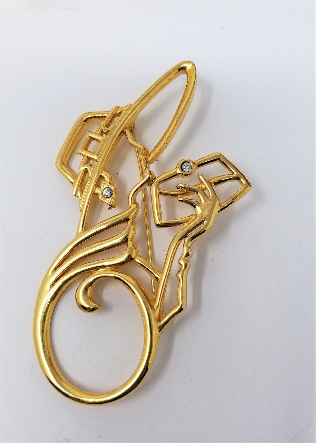 Stunning Modern Lady Pin Brooch Gold & Rhinestone - Etsy