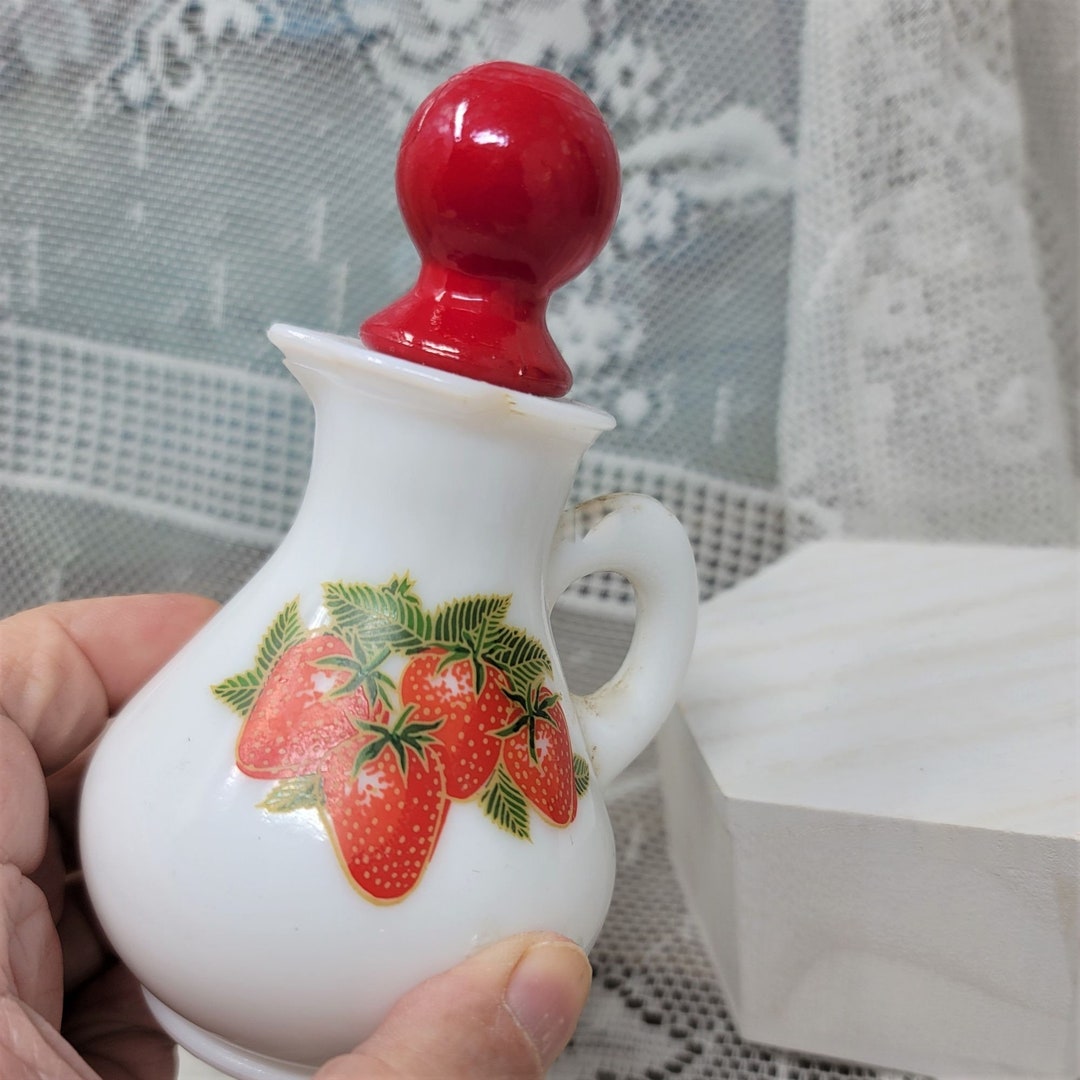 Vintage Avon Strawberries and Cream White Milk Glass Pitcher - Etsy
