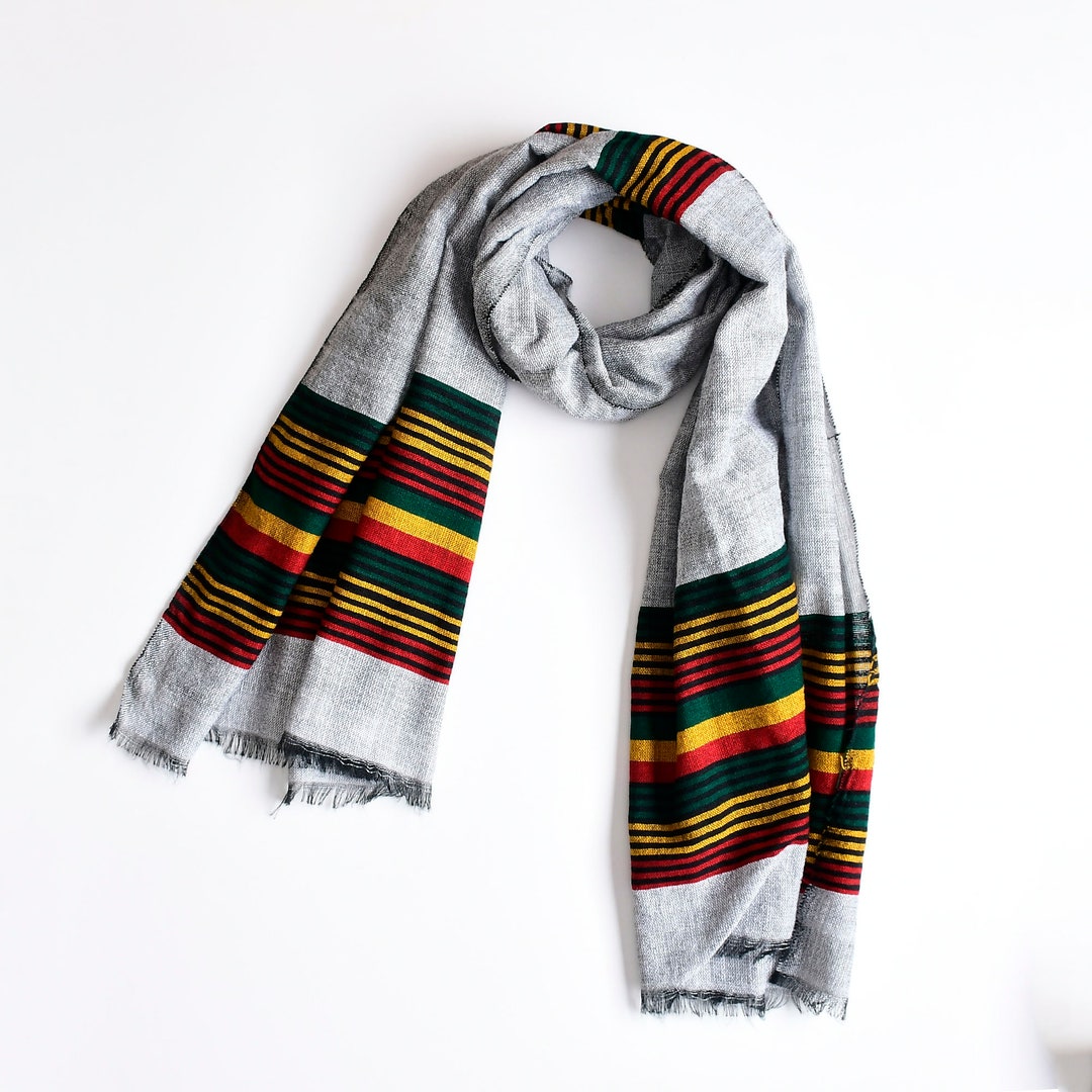 Ethiopian Traditional Cotton Scarf Rasta Gray Green Gold Yellow Red ...