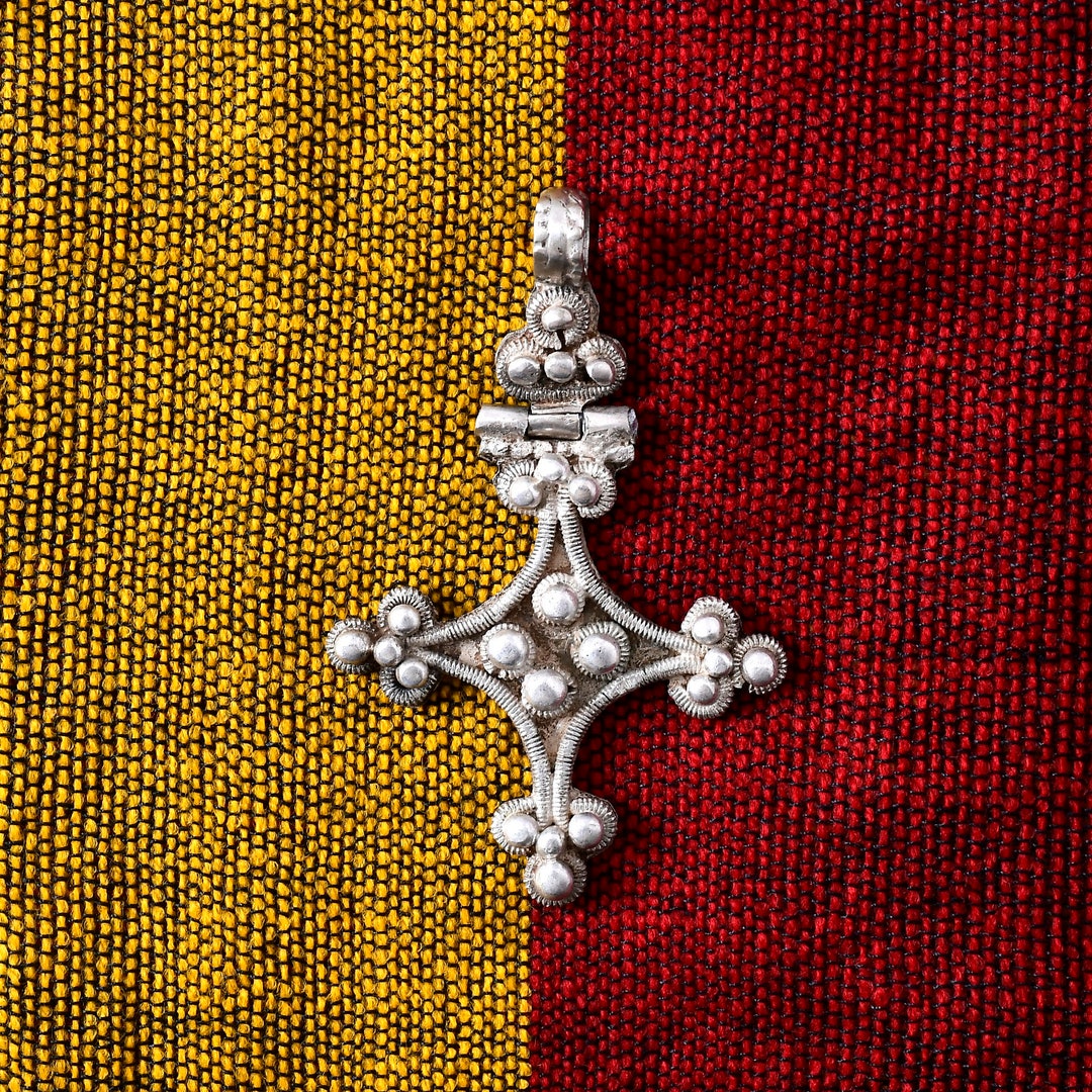 Antique Ethiopian Silver Cross Pendant Necklace Handmade Orthodox ...