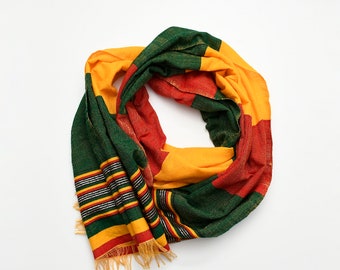 Ethiopian Traditional Cotton Scarf Rasta Green Gold Yellow Red Stripe ...