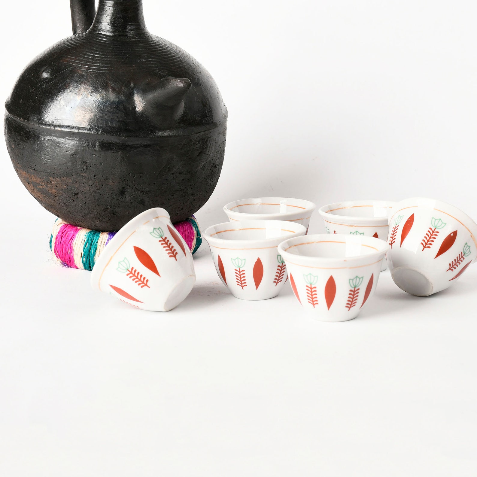 Handmade Ethiopian Coffee Pot With 3 Cups Jebena Traditional Gurage ...