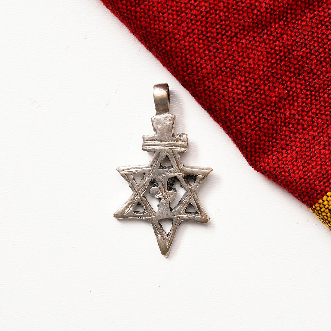 Ethiopian Star of David Neck Cross Lion of Judah Vintage Pendant Rasta ...