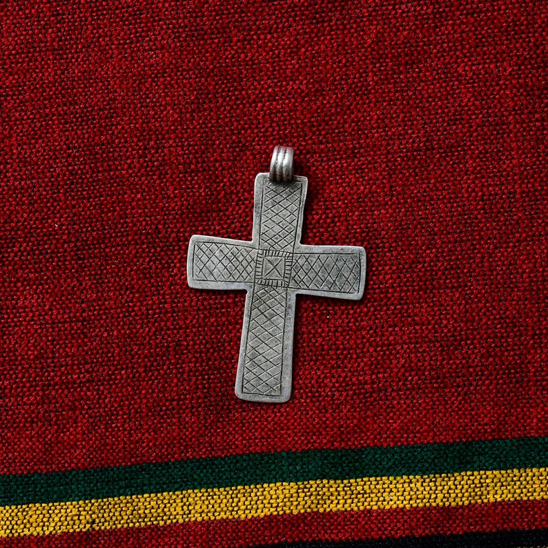 Antique Ethiopian Silver Cross Pendant Necklace Handmade - Etsy