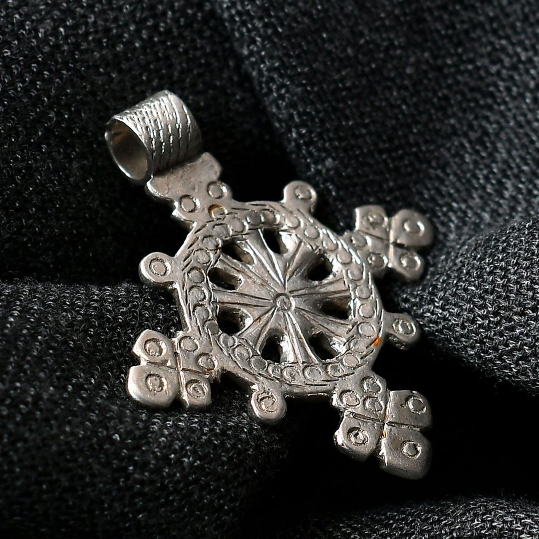 Antique Ethiopian Silver Cross Pendant Necklace Handmade Orthodox ...