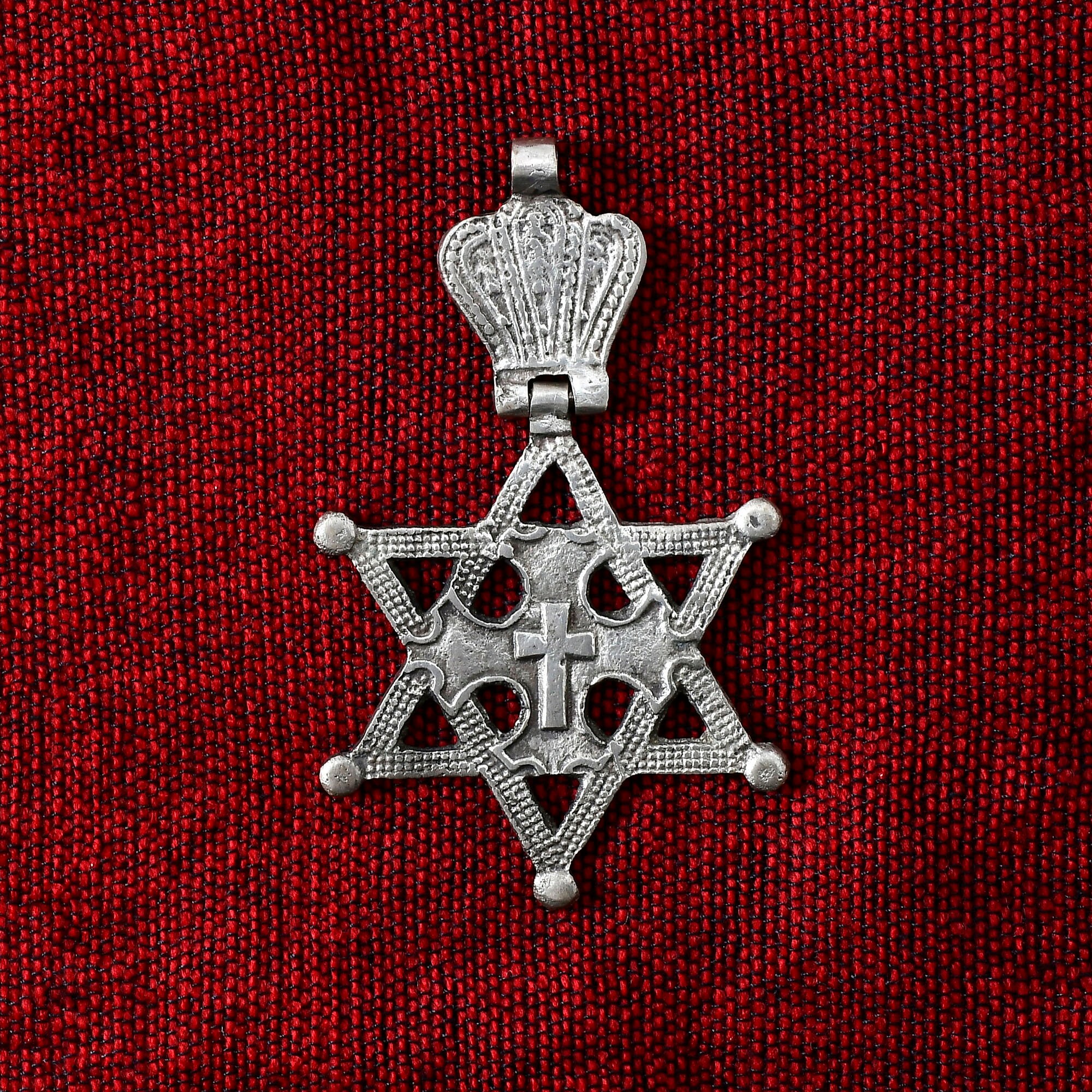 Haile Selassie Star of David Cross Pendent Ethiopian Lion of Judah ...