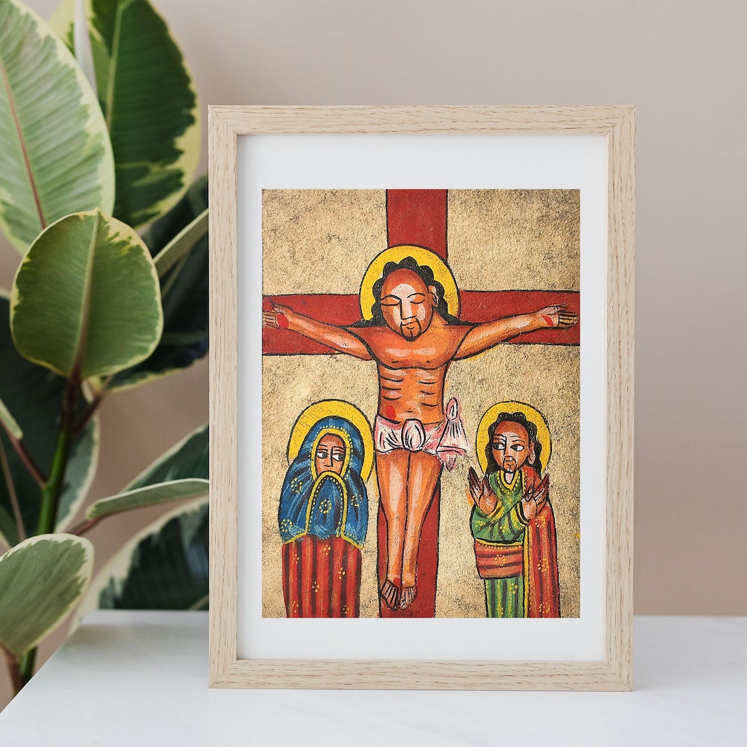 Vintage Ethiopian Crucifixion Icon Orthodox Christian Hand Painted Icon ...