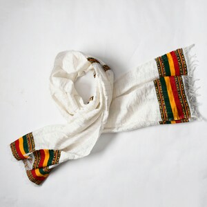 Ethiopian Traditional Cotton Scarf Rasta Green Gold Yellow Red Stripe ...
