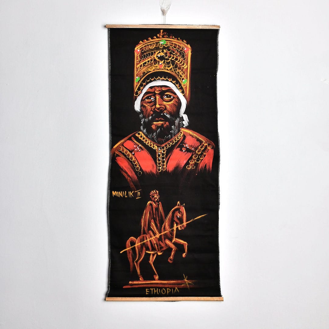 Emperor Menelik II Portrait Lion of Judah Wall Decor Rasta Home ...