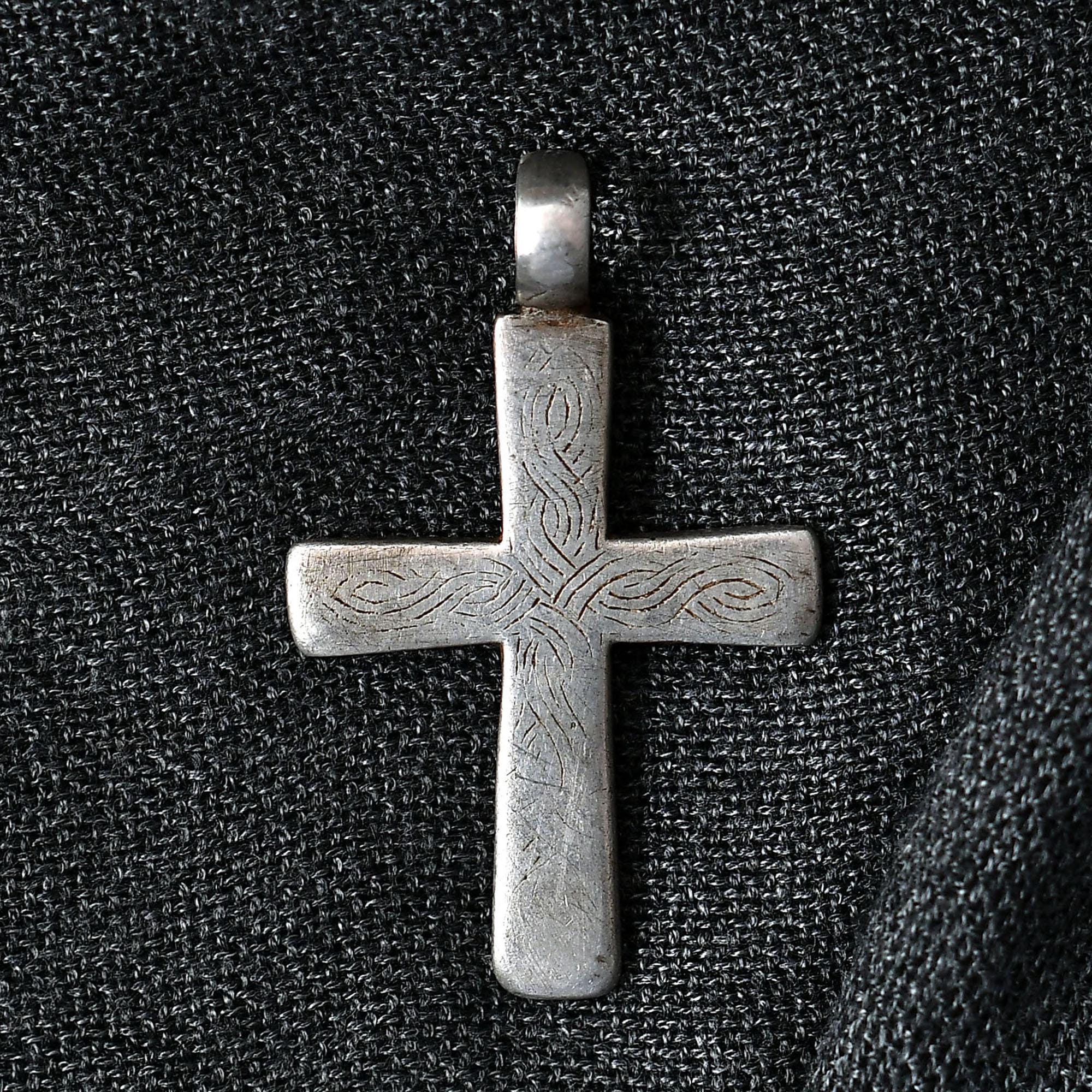 Antique Ethiopian Silver Cross Pendant Necklace Orthodox Coptic ...