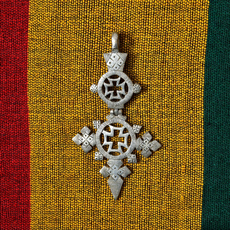 Ethiopian Coptic Neck Cross Pendent Orthodox Church Rasta Religious ...