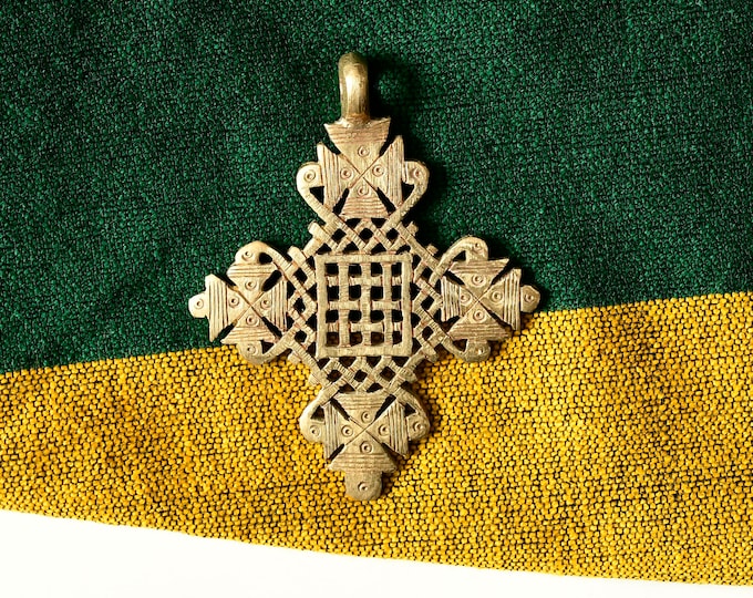 Ethiopian Neck Cross Pendant Orthodox Rasta Cross Solid Bronze Bead 41 ...