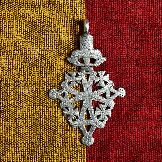 Ethiopian neck cross African tribal orthodox Rasta pe… - Gem