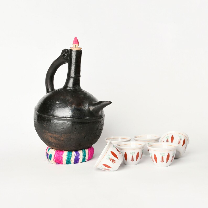 Handmade Ethiopian Coffee Pot With 3 Cups Jebena Traditional Gurage ...