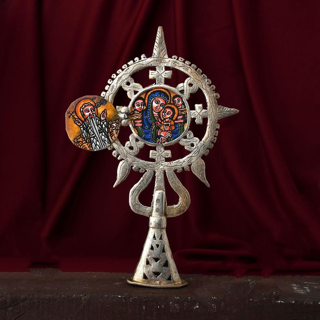 Vintage Ethiopian Icon Cross Orthodox Church Processional Altar Cross ...