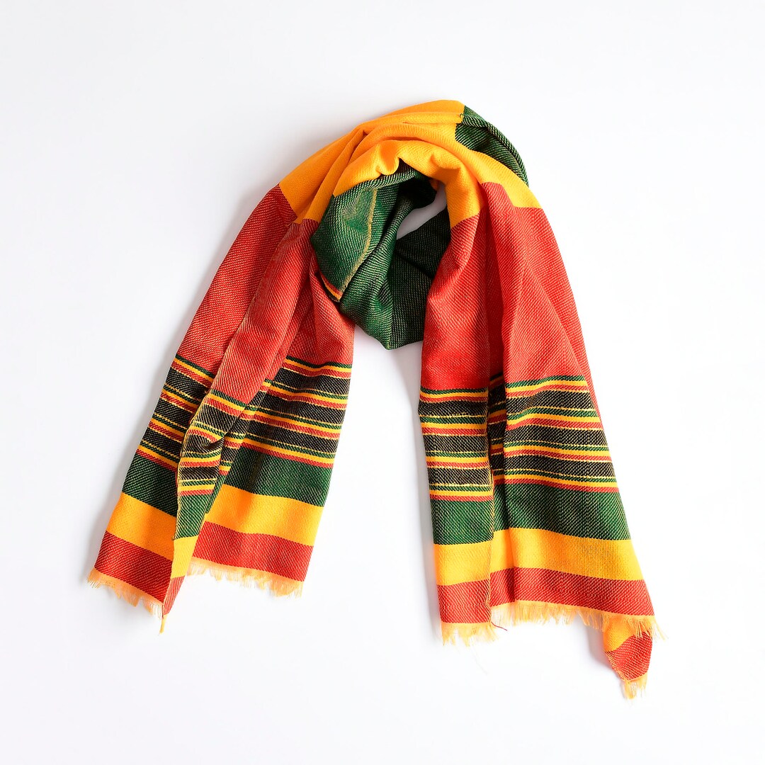 Ethiopian Traditional Cotton Cloth Rasta Green Yellow Red Stripe Scarf ...