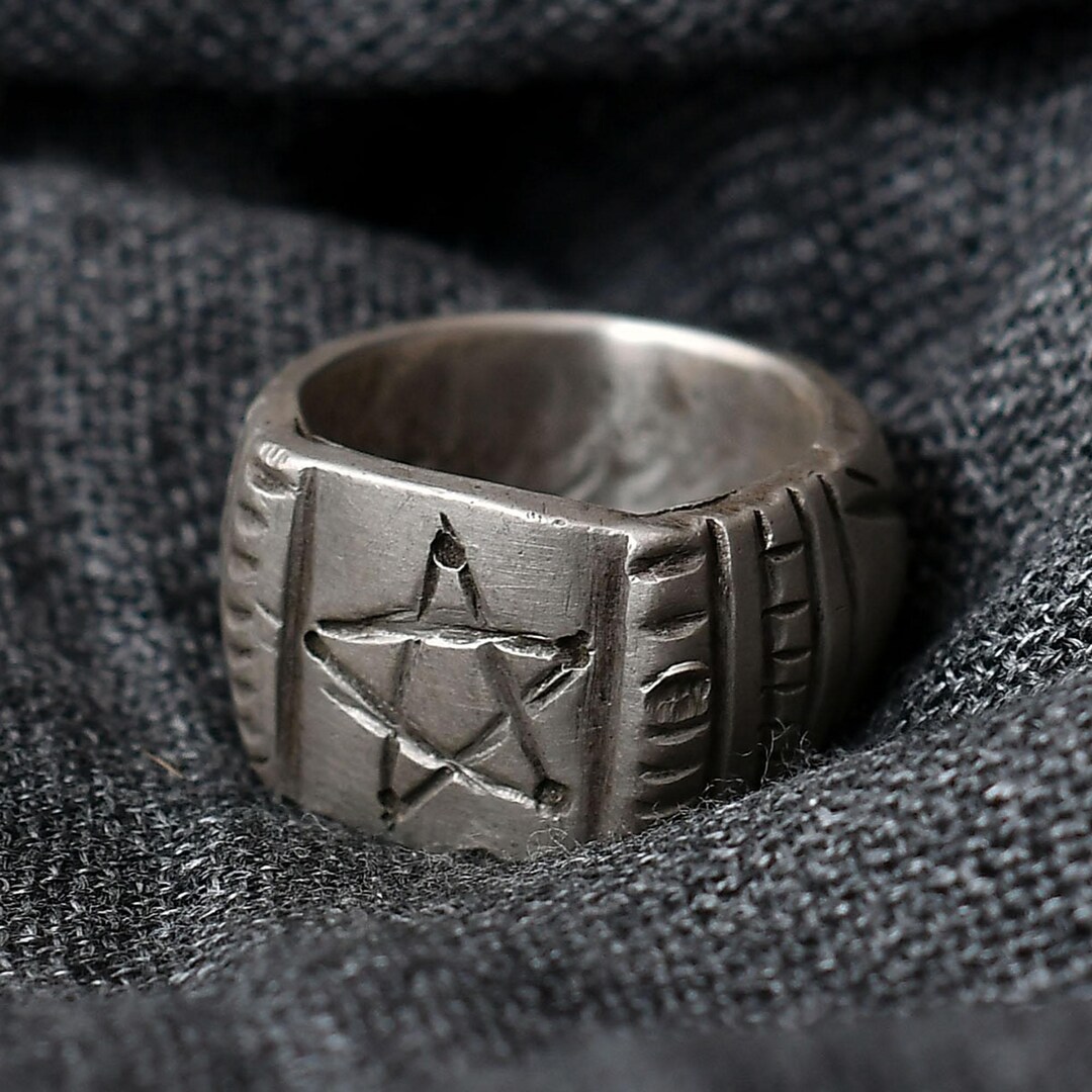 Antique Star of David Signet Band Ring Ethnic Tribal Jewelry Israel Jew ...