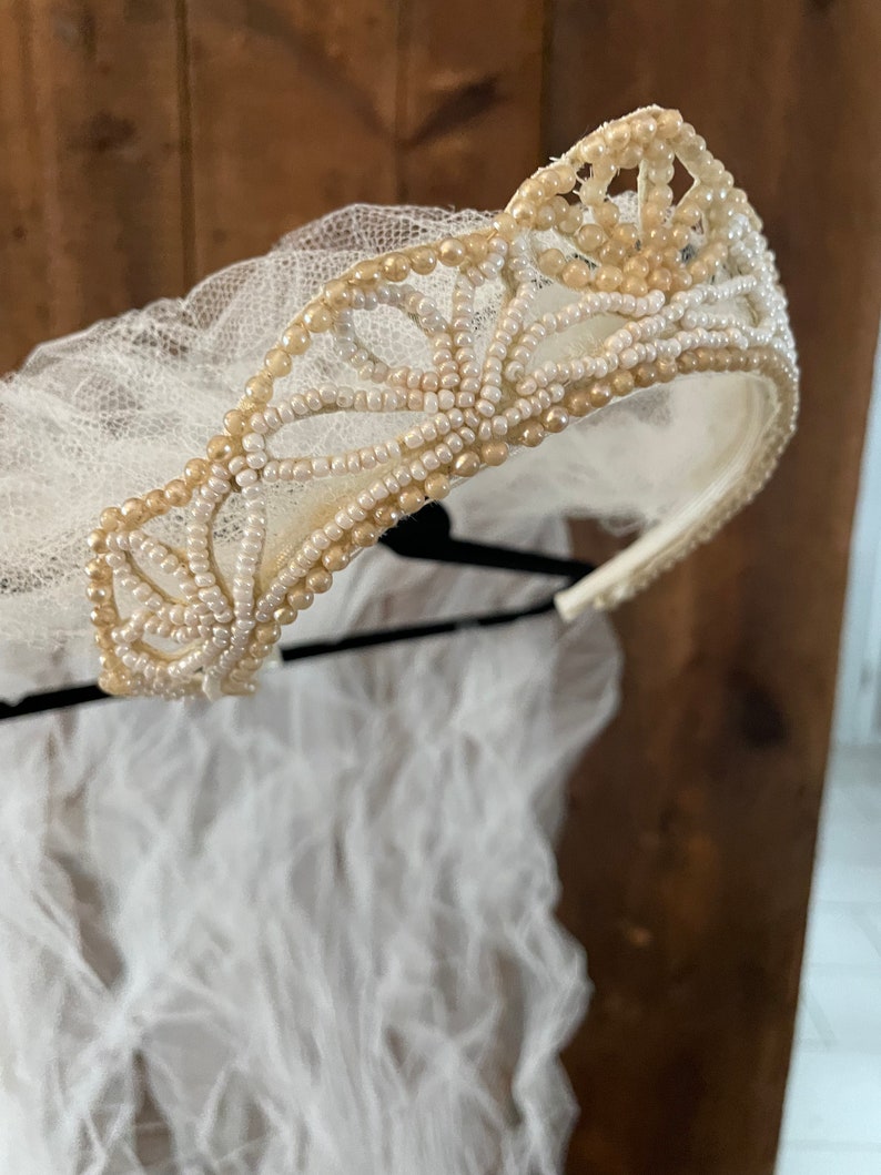 Vintage 1958 Wedding Dress White Fancy Bodice Lace and Tool - Etsy