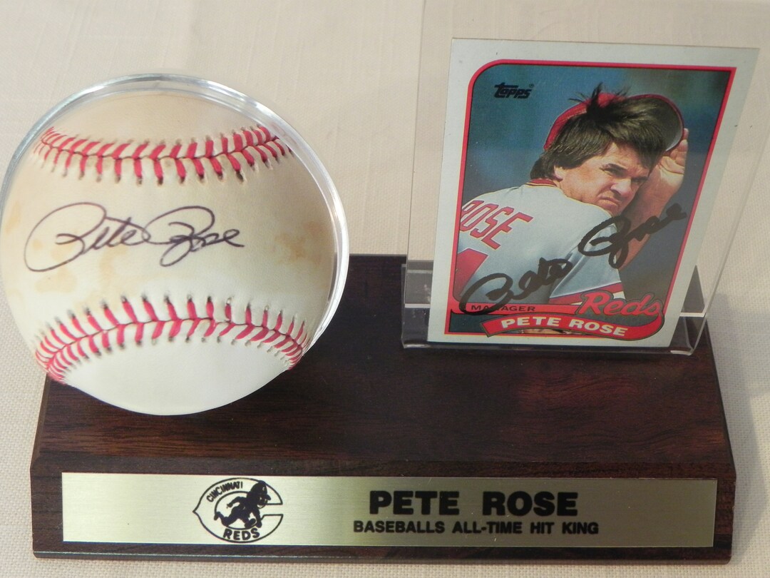 Autographed 1989 Topps Pete Rose Manager Card and Rawlings Official ...