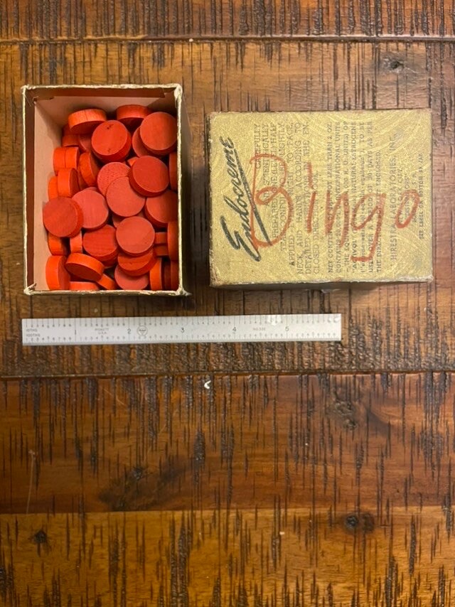 Vintage 1930’s Bingo Chips, 85 Original Wooden Red Markers - in Great ...