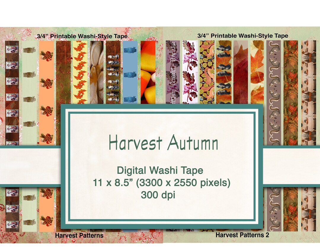 Autumn Harvest Digital Washi, Instant Download Digital for Artwork ...
