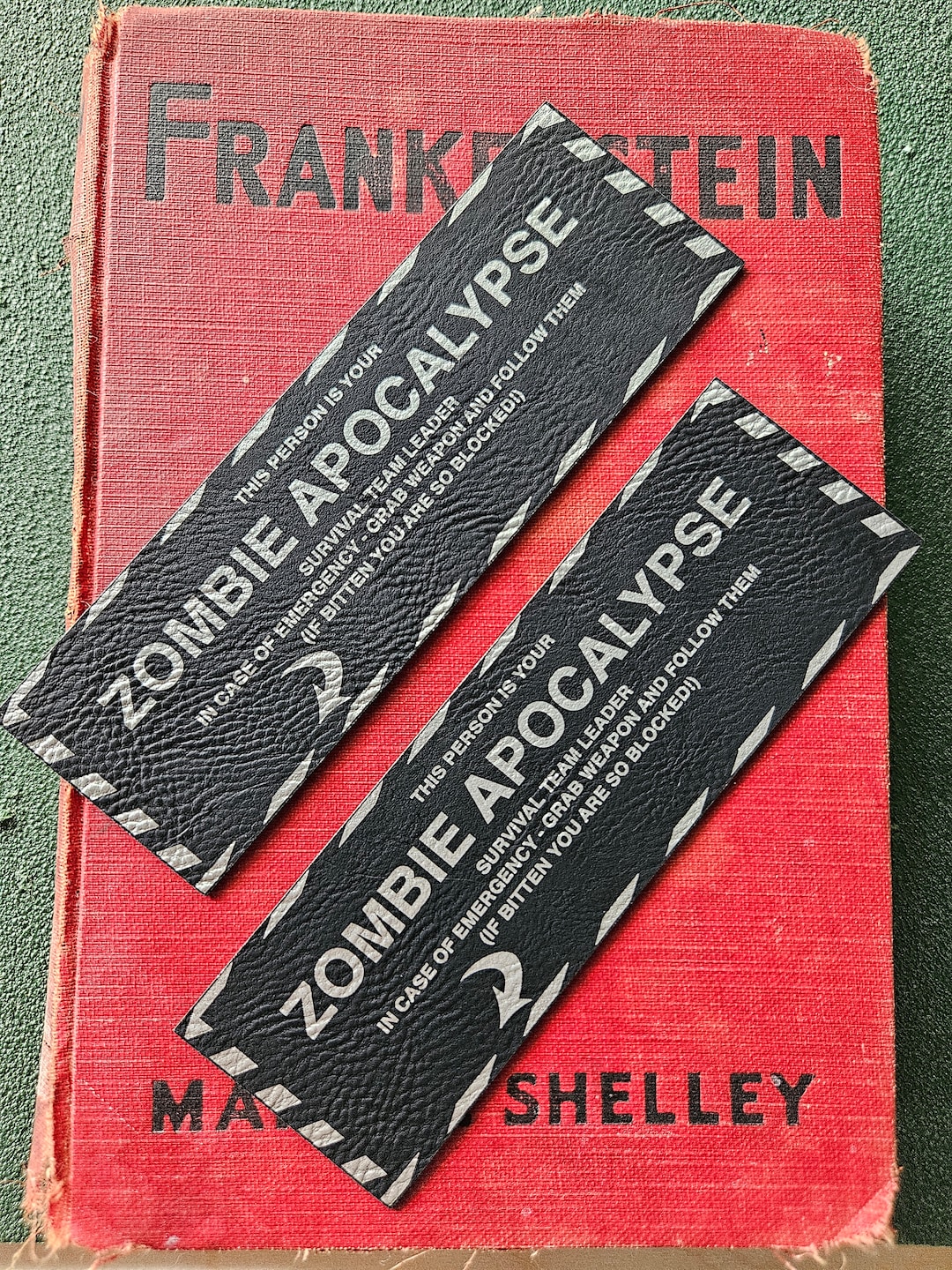 Zombie Apocalypse Bookmarks Set of Two, Black Faux Suede Horror ...