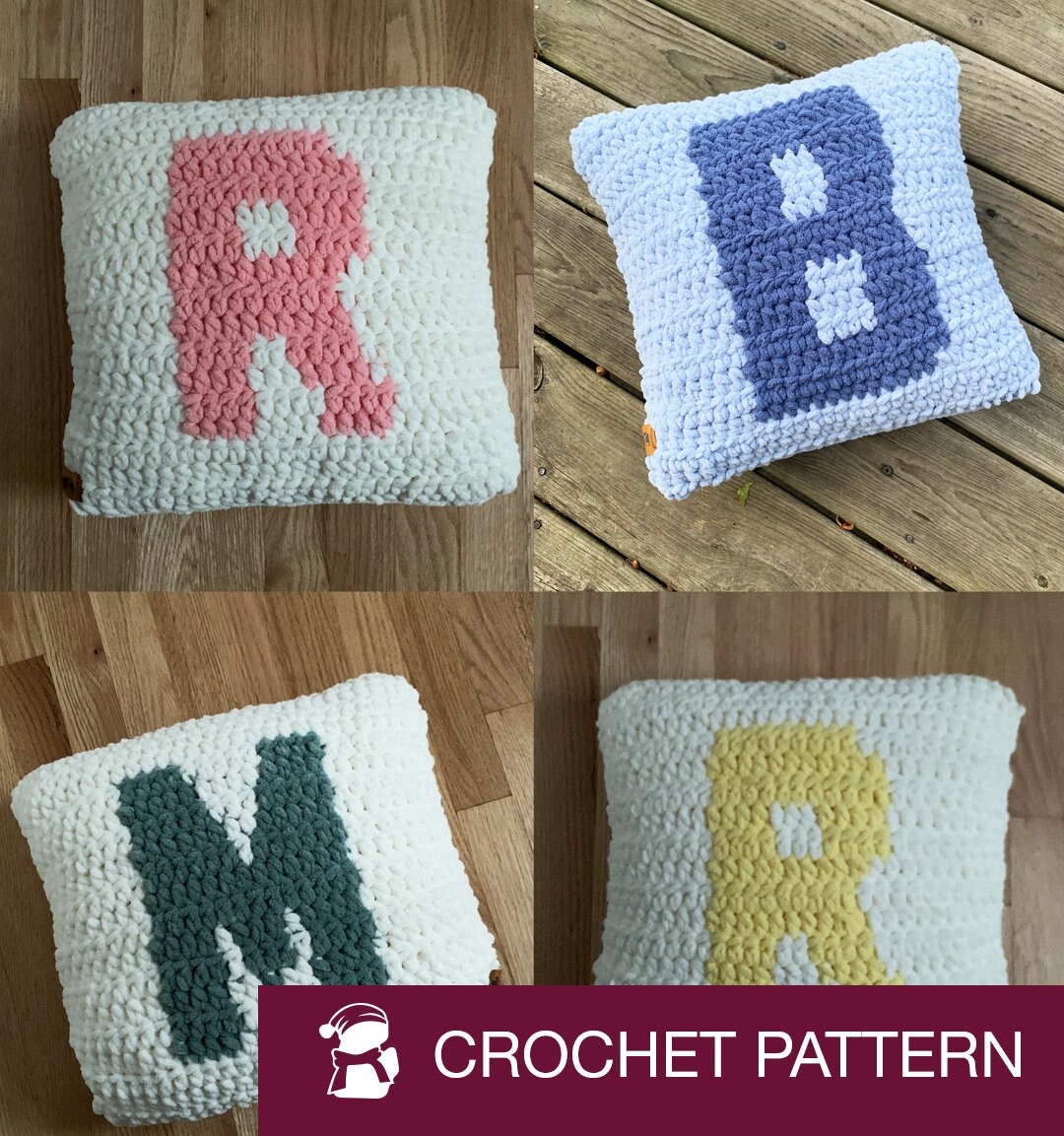 Letter Pillow - CROCHET PATTERN - A to Z - Stitchigan - Etsy