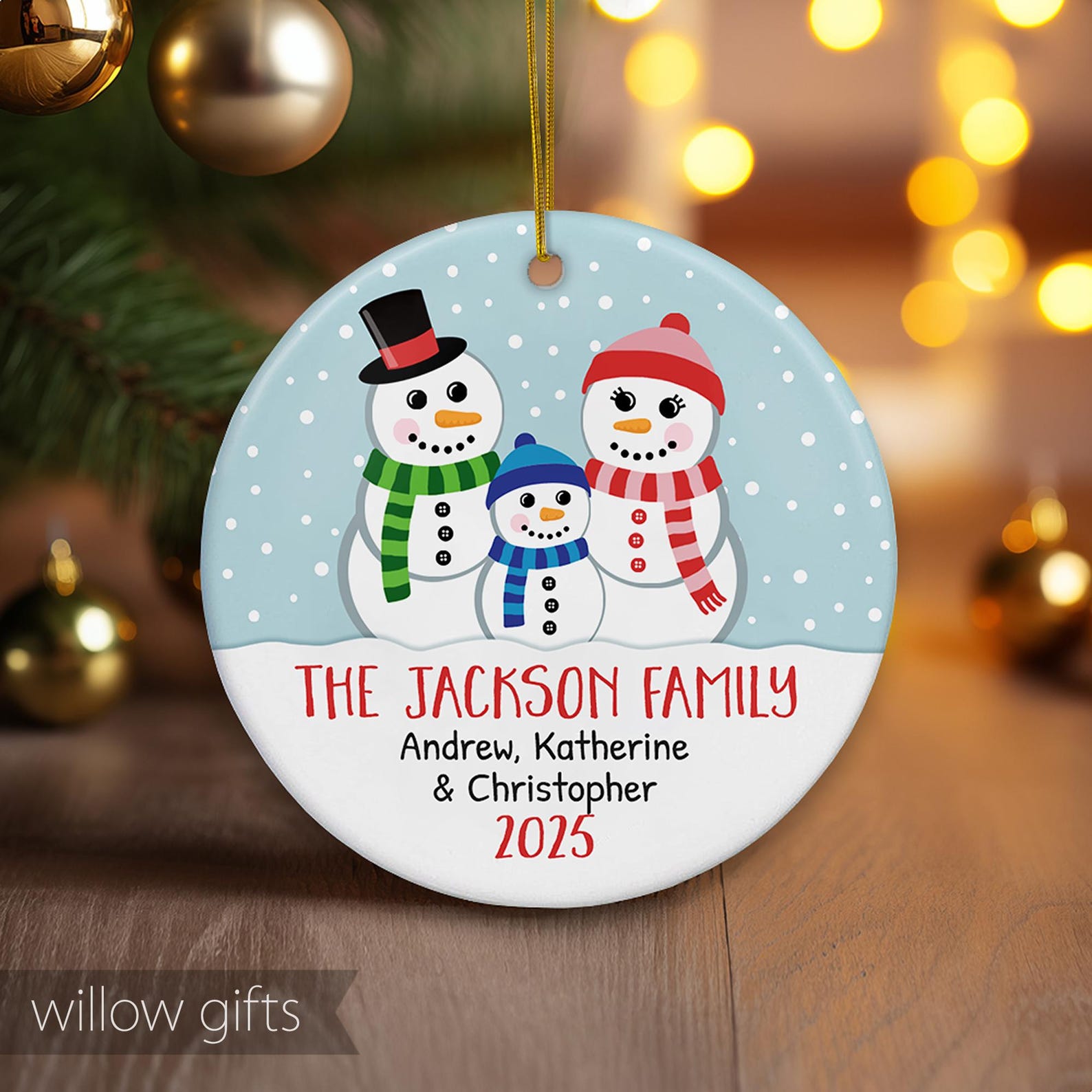 Christmas Tree Ornament Snowman Family Ornament Personalized Family ...