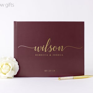 Gold Guest Book, Gold Foiled Wedding Guestbook, Custom Sign in Book ...