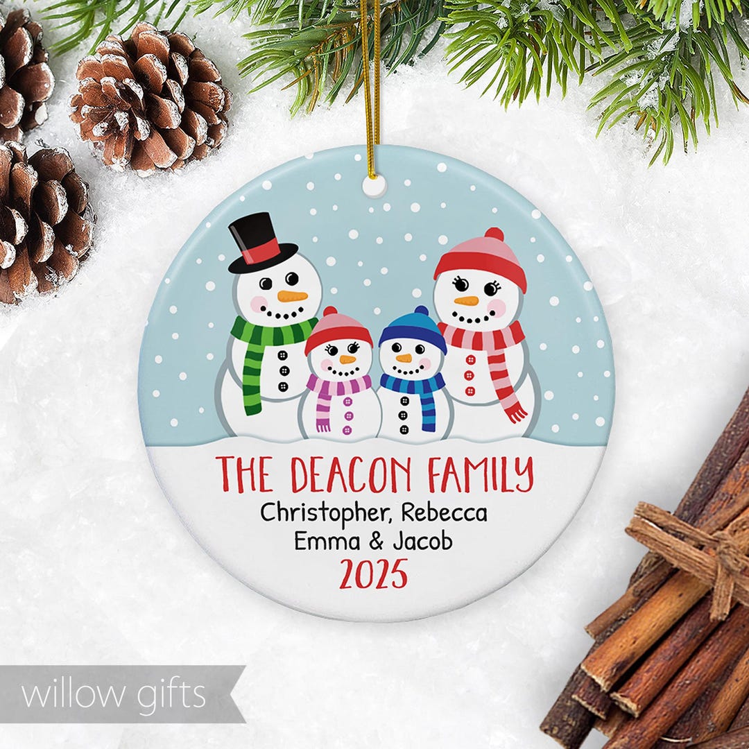 Christmas Tree Ornament Snowman Family Ornament Personalized Family ...