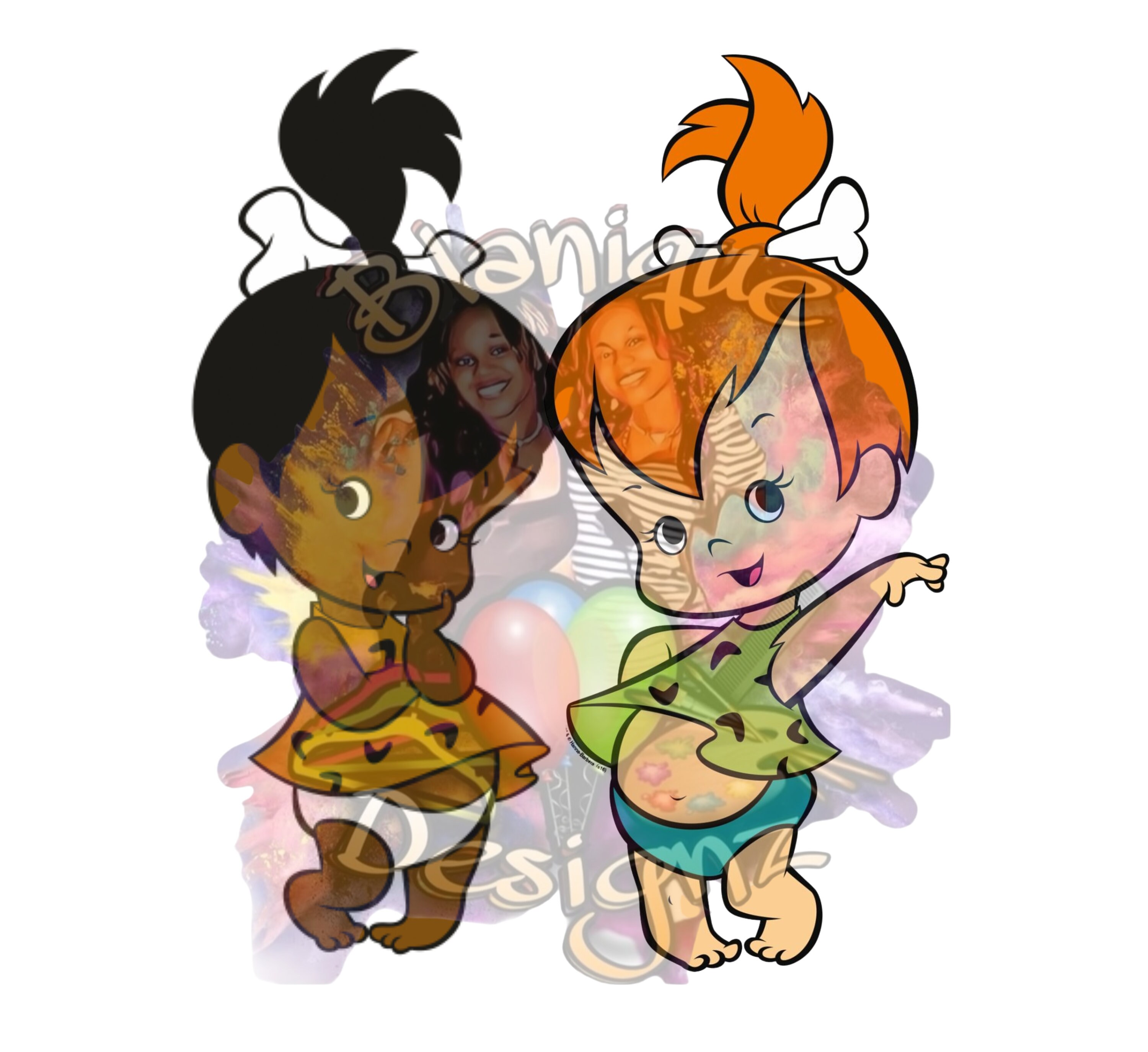 Flintstones Pebbles Afro Inspired Family, Pebbles JPG PNG, Elements and ...
