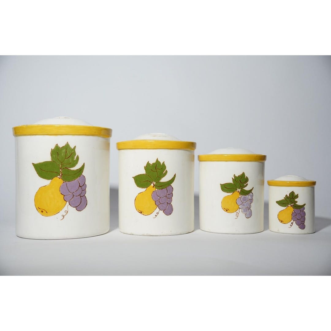 Vintage Liz YDE Ceramic Pottery Food Storage Cookie Jars, Grapes, Pears ...