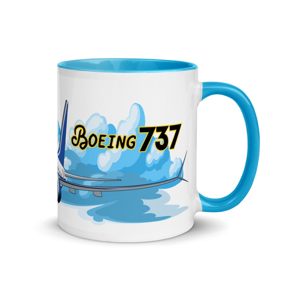 Boeing 737 Airplane Mug With Color Inside | Etsy