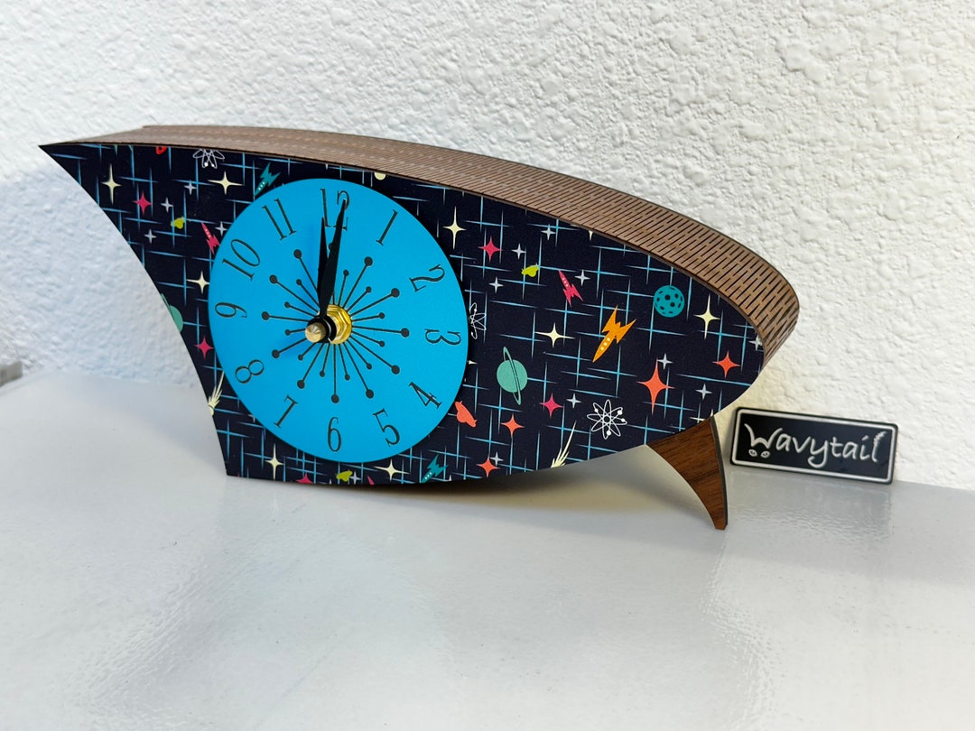 MCM Style Desk Clock - Rockets - Etsy