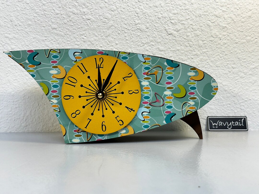 MCM Style Desk Clock Green - Etsy
