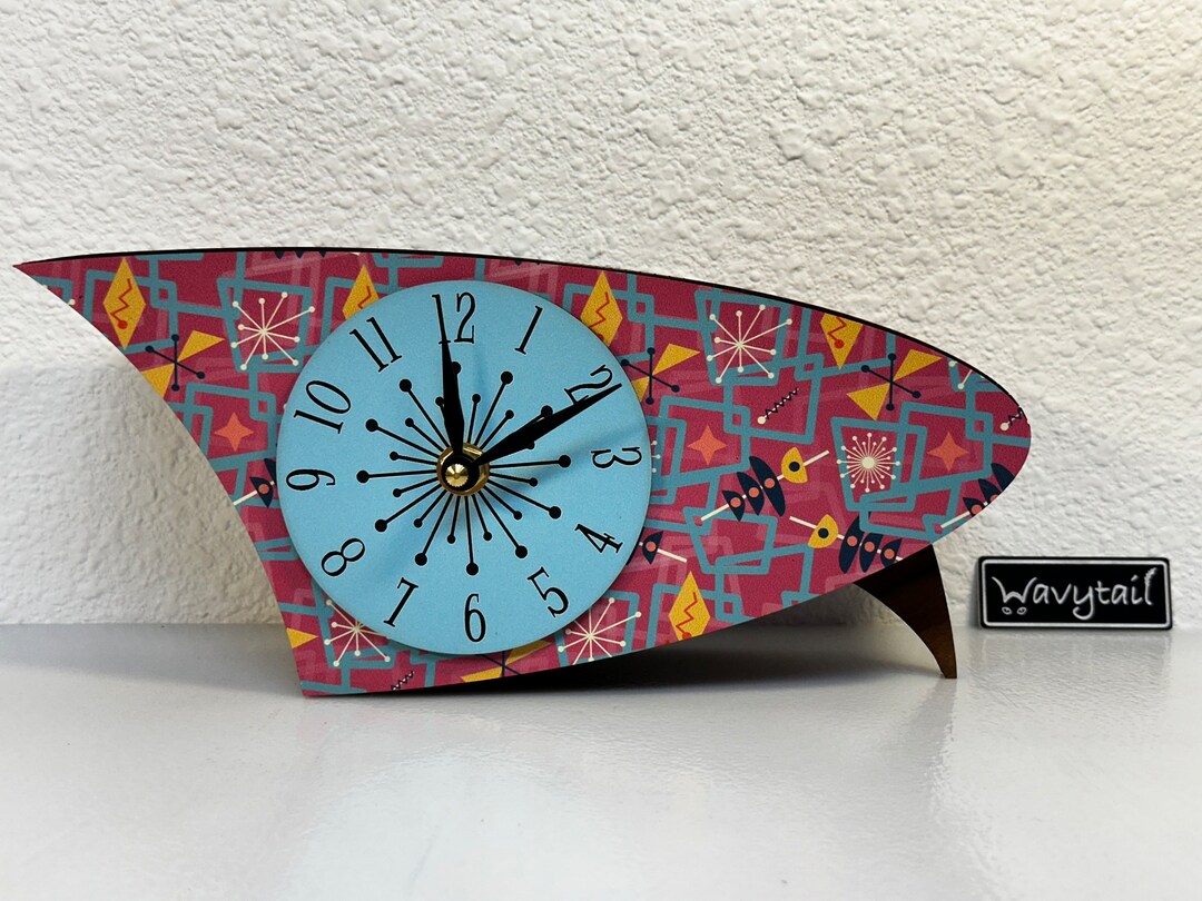 MCM Style Desk Clock - Pink - Etsy