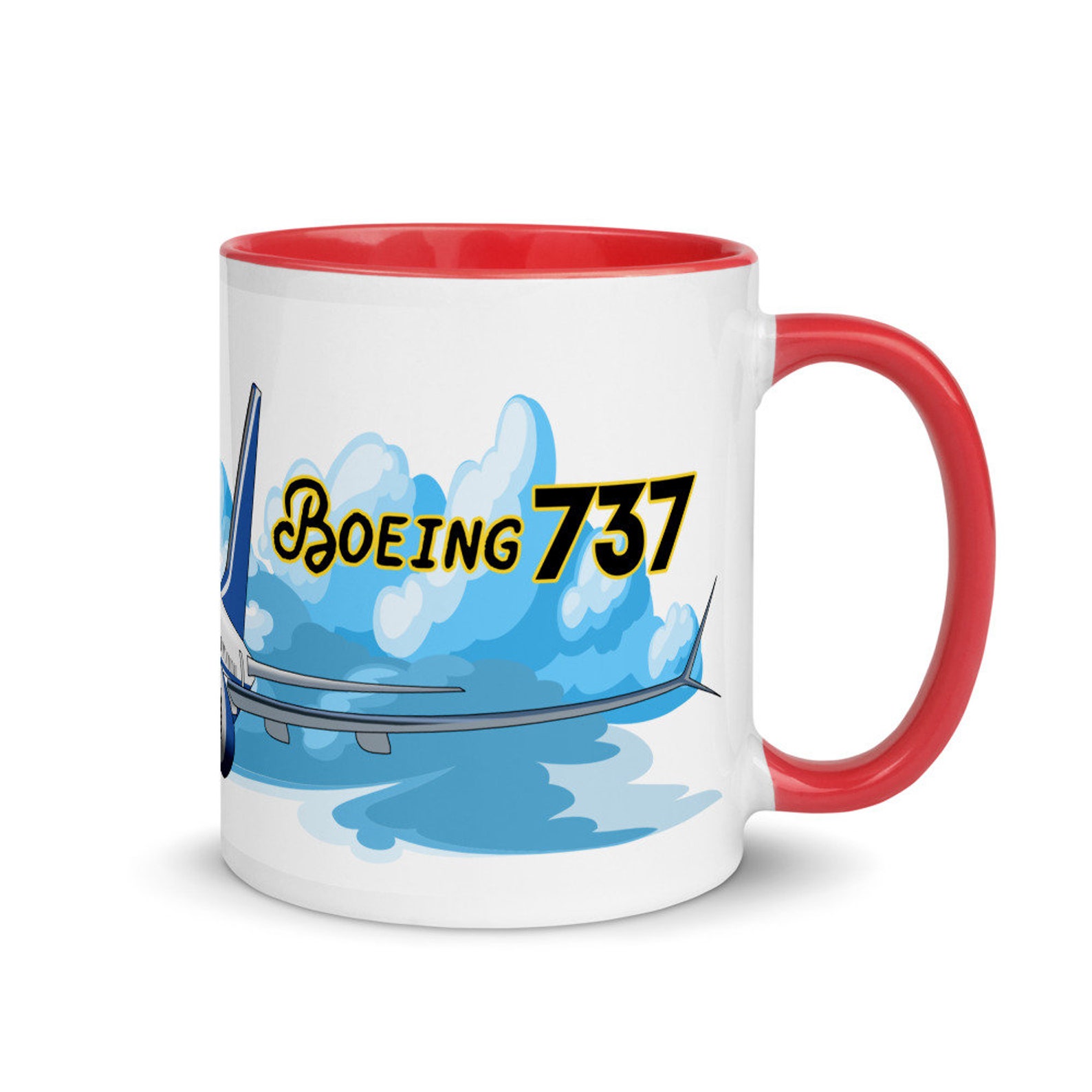 Boeing 737 Airplane Mug With Color Inside | Etsy