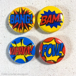 Pin Buttons / Magnets 1" - Zap! Pow! Comic Style - Etsy