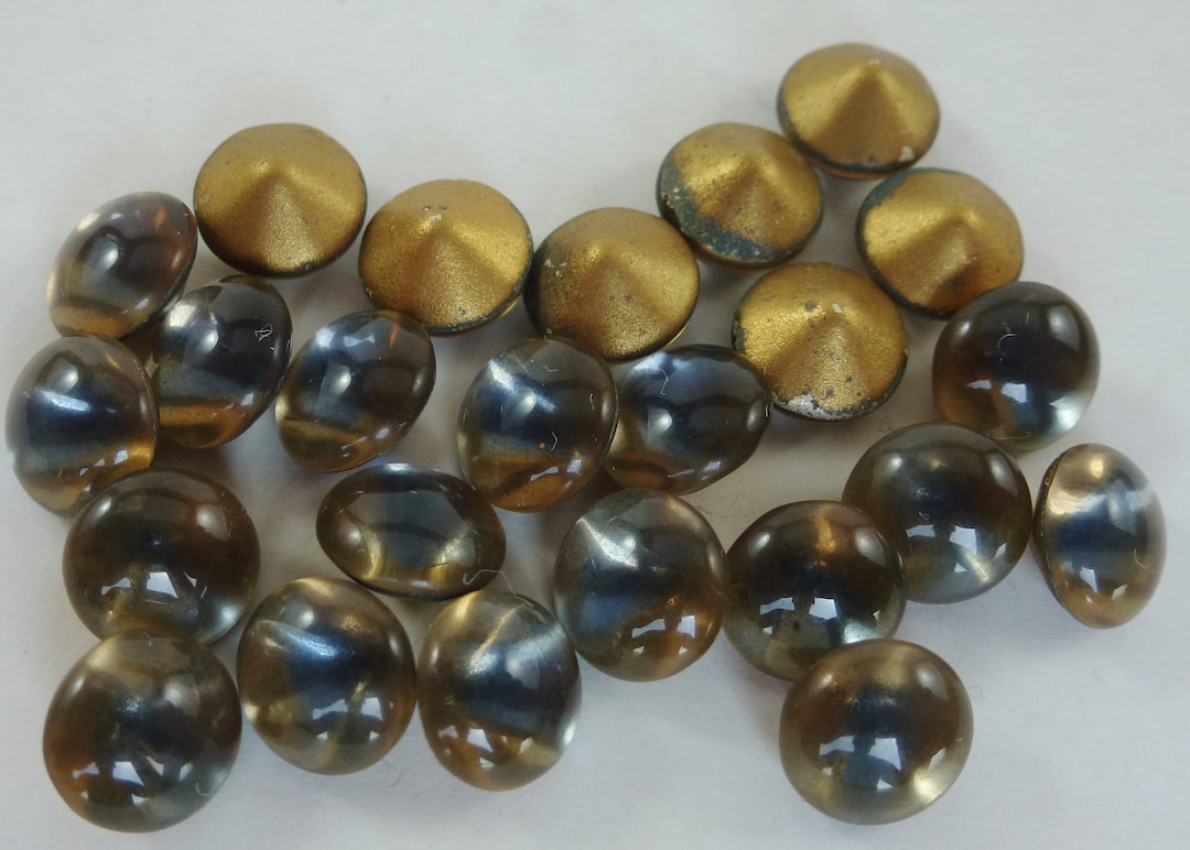 24 Rare Vintage Glass Rhinestones, Round 40ss, 2-tone Blue/clear Bi ...
