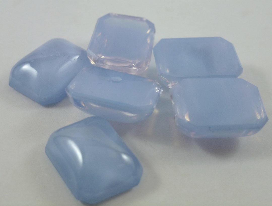 6 Octagon Vintage Pale Blue Moonstone 16x12mm Glass Rhinestones Flat ...