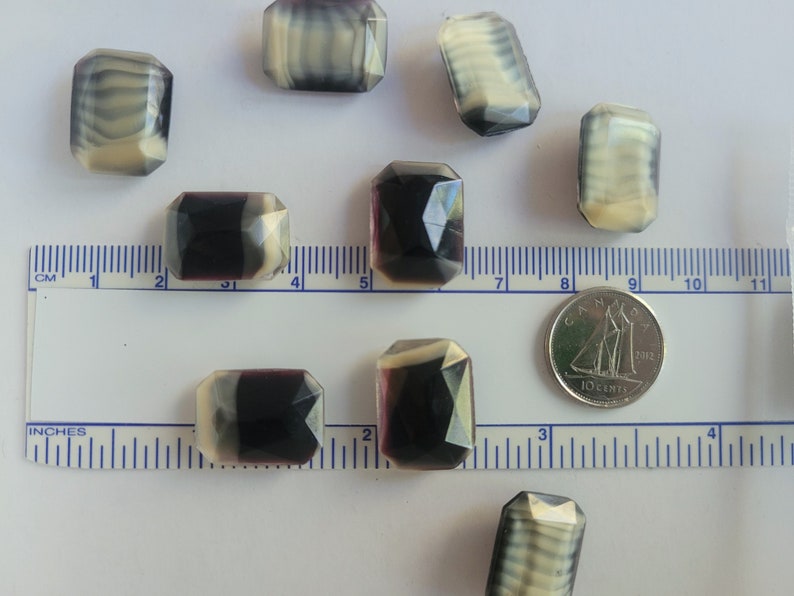 12 Vintage Glass Rhinestones, 18x13mm Octagon, Beige Tan Black ...