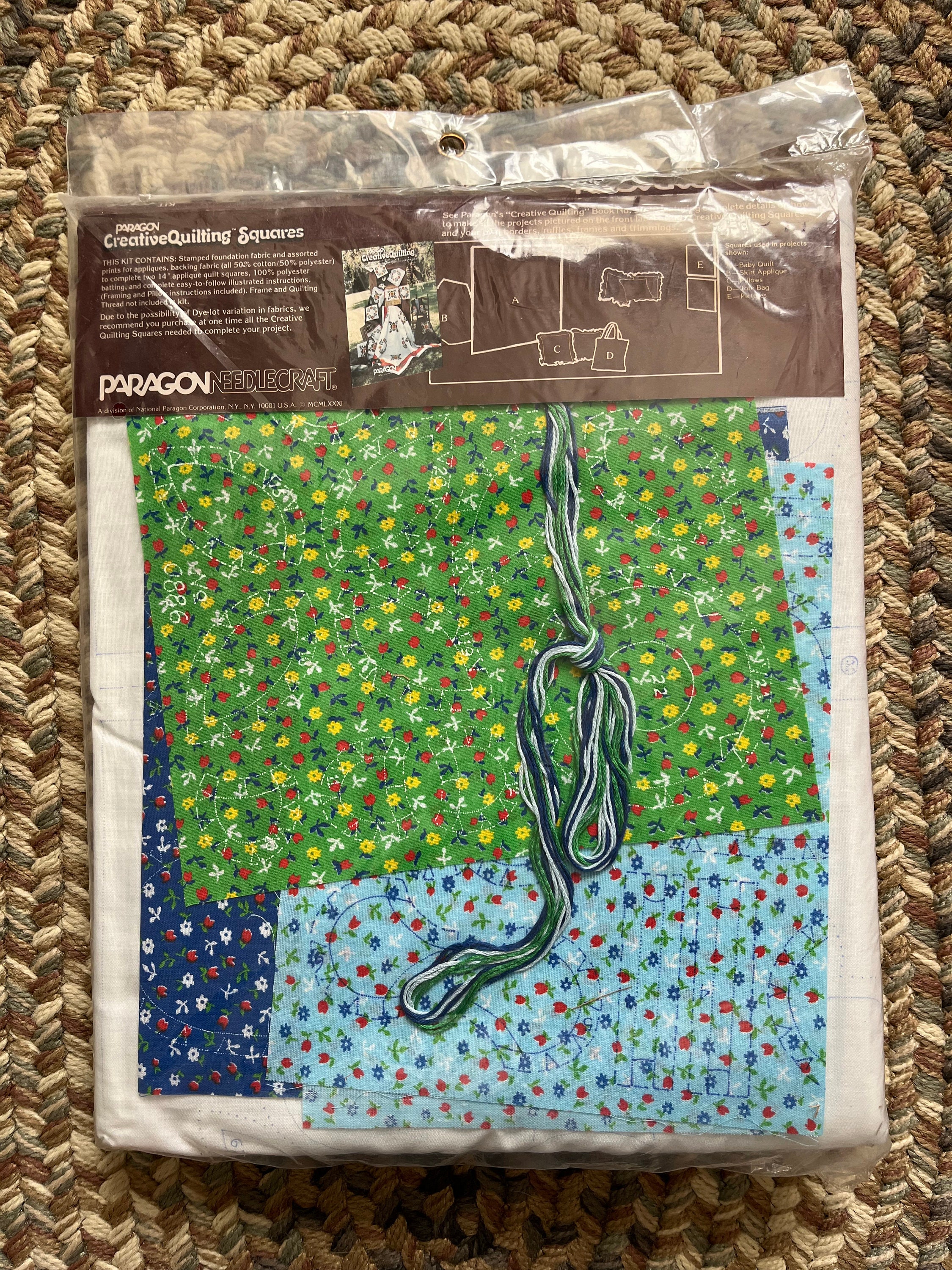 Vintage 80s Paragon Creative Quilting Squares Kit Blue Hearts and ...