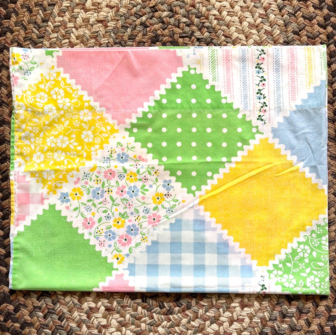 Vintage 70s Sears Roebuck Floral/flower Pastel Patchwork Pillowcase 30 ...