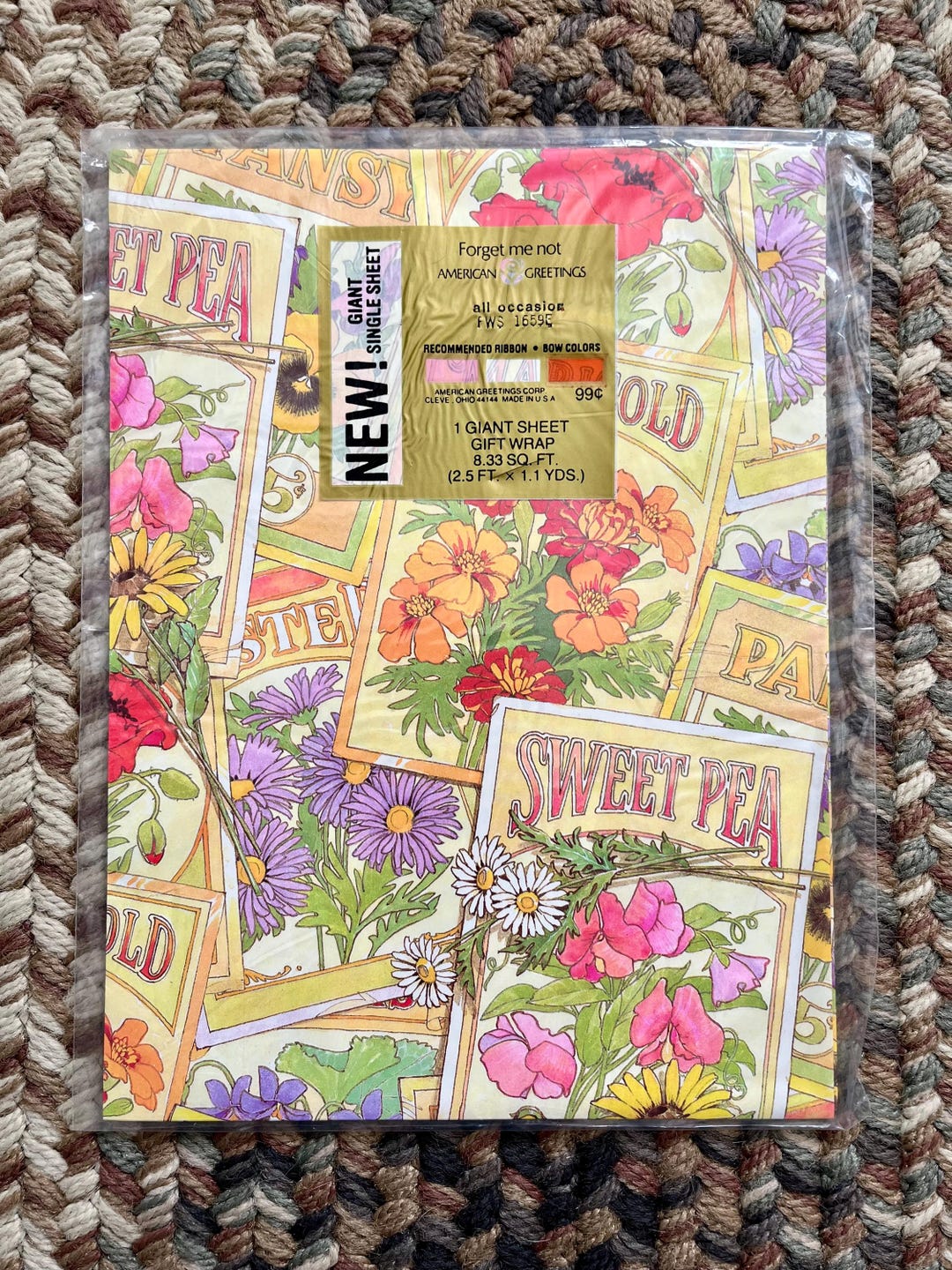 Vintage American Greetings Flower All Occasion Gift Wrap Giant Single ...