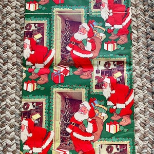Vintage Christmas Holiday Santa Claus Gift Wrapping Paper 1 Full Sheet ...