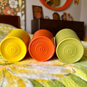 Vintage 70s Retro Tupperware Cups Yellow Orange Green Set of 3 - Etsy