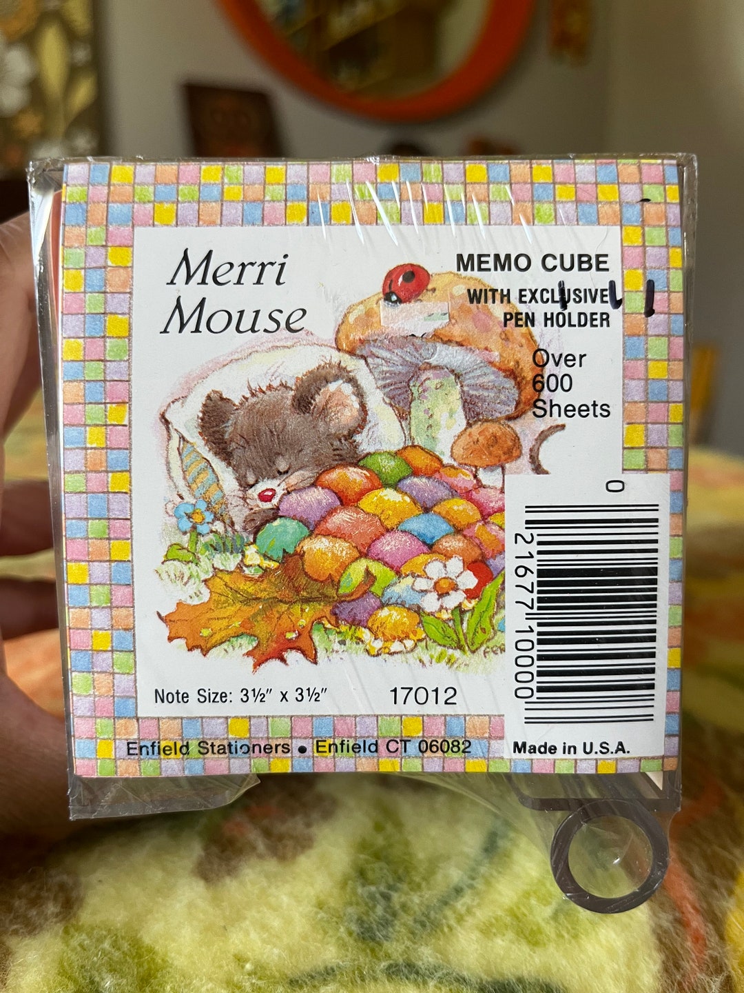 Vintage Enfield Stationers Merri Mouse Mushroom Plastic Memo Cube W/pen ...