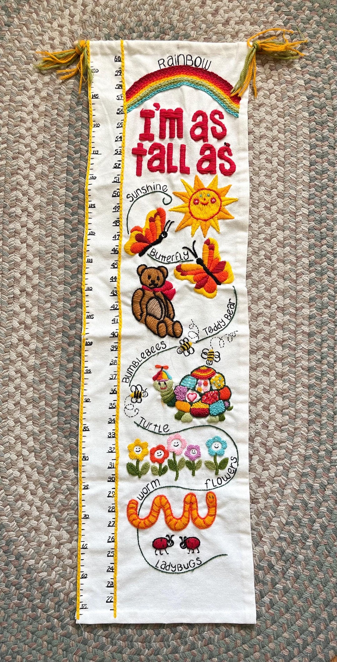 Vintage 70s Sunset Designs Crewel Embroidery I'm as Tall as Child ...